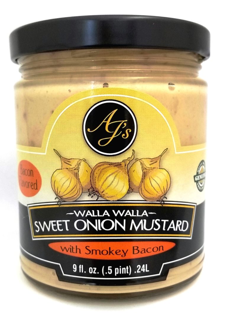 AJ's Walla Walla Sweet Onion Mustard with Bacon - AJ's Edible Arts, Inc.